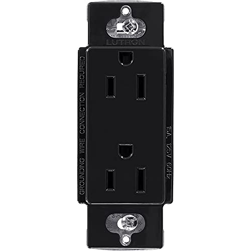 Lutron Claro 15 Amp Duplex Outlet, Black, with 1-Gang Wallplate