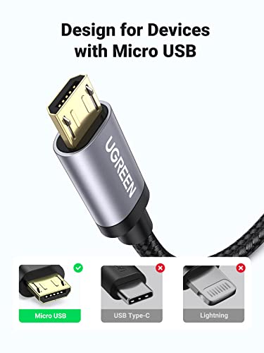 UGREEN Micro USB Cable, 1.5FT High Speed Fast Charging USB Cable, Nylon Braided Durable Android Phone Charger Cord, Compatible with Samsung Galaxy S7 S6 Note LG V10 Tablet PS4 MP3