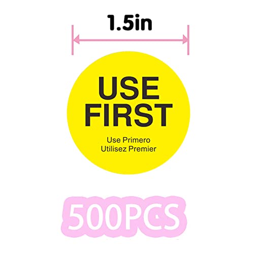 1.5 inch Round Use First Stickers, Circle Label Adhesive Dot Labels,500 Labels Per Roll(Yellow)