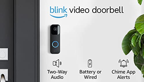 Blink Video Doorbell (Black) + Mini Camera (Black) | Two-Way Audio, HD Video, Motion and Chime Alerts | Works with Alexa