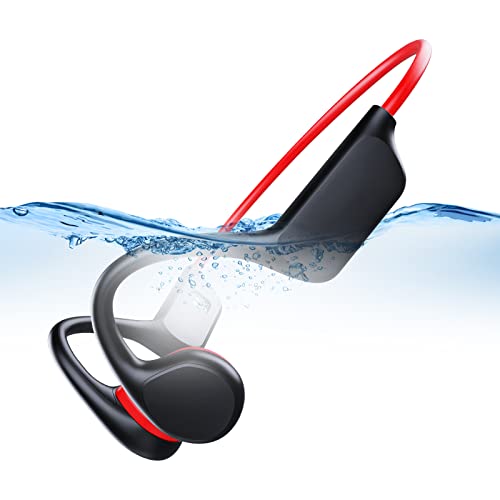 FOLEY Bone Conduction Headphones, IPX8 Waterproof Underwater Headphones for Swimming Wireless Bluetooth 5.3 Build-in 32GB Memory and Microphone MP3 Player Open Ear Headsets for Diving/Cycling/Running