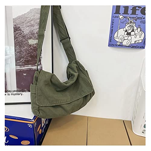 TOP AESTHETICS Female Canvas Fabric Shoulder Bag Student Leisure Medium Size School Book Laptop Pouch Messenger Side Bag (Color : Black)