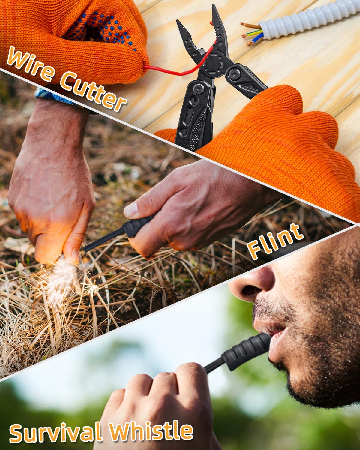 Multitool Knife, 24 in 1 Multi Tool Pocket Knives & Folding Knives with Nylon Bag Safety Lock Camping Accessories Survival Tool Pocket Knife Multi-tool for Outdoor Fishing Hiking