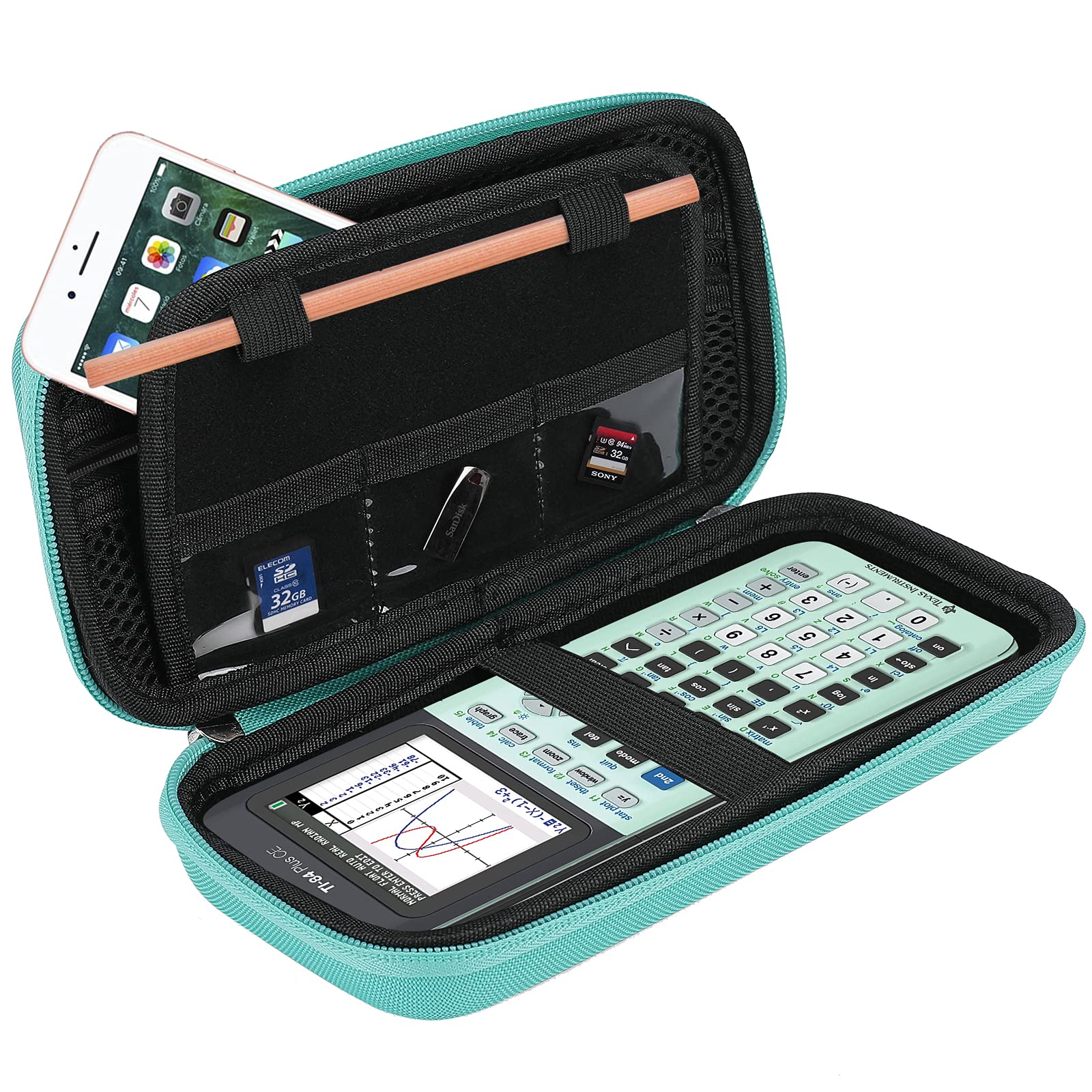 ProCase Hard EVA Case for Texas Instruments Ti-84 Plus CE, Durable Travel Storage Carrying Box Protective Bag for Ti-84 Ti-83 Ti-85 Ti-89 Ti-82 Plus/C CE Graphing Calculator and More –Mint