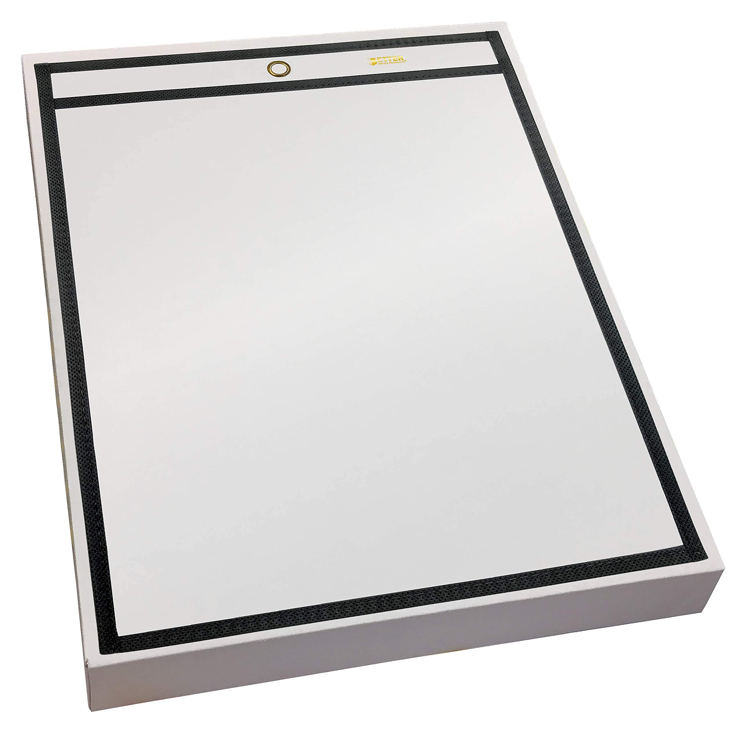 Shop Ticket Holders, 9 x 12 Inches, Both Sides Clear, Stitched Black Edge Trim, by Better Office Products, 25 Pack