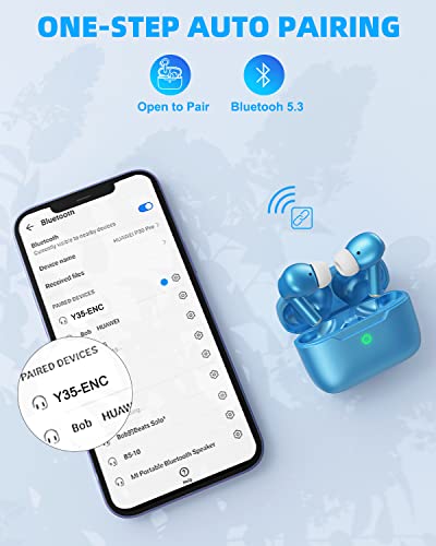 Wireless Earbuds Bluetooth 5.3 Headphones 30H Playback Clear Call Ear Buds Built-in 4-Mic ENC Noise Cancelling Bluetooth Earphones USB-C Charging Waterproof in-Ear Stereo Headphones for iPhone Android