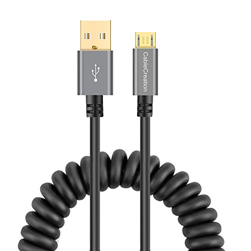 CableCreation Coiled USB to Micro USB Cable 0.56ft to 4ft, USB 2.0 A to Micro USB Charging Data Cord Works for Android Smartphone,Tablet, Wall and Car Charger, Space Gray