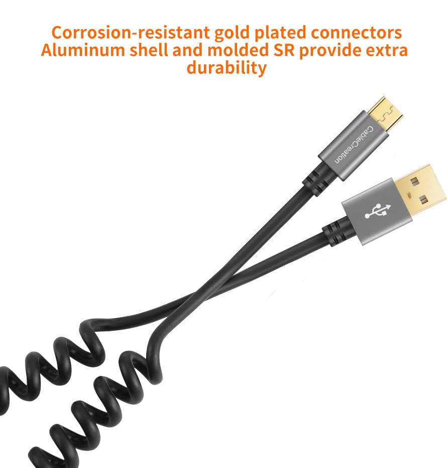 CableCreation Coiled USB to Micro USB Cable 0.56ft to 4ft, USB 2.0 A to Micro USB Charging Data Cord Works for Android Smartphone,Tablet, Wall and Car Charger, Space Gray