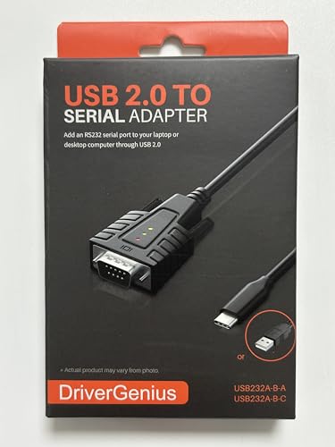 DriverGenius USB C to Serial RS232 DB9 Adapter Cable with 3 x LED Indicators - Prolific PL2303 - Compatible for Windows 11, macOS Sequoia 15.1.1 (USB232A-B-C, 3ft/1m)
