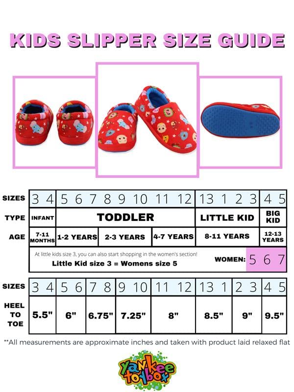 CoComelon Toddler and Kids Plush Aline Slippers (9-10 M US Toddler, Red)