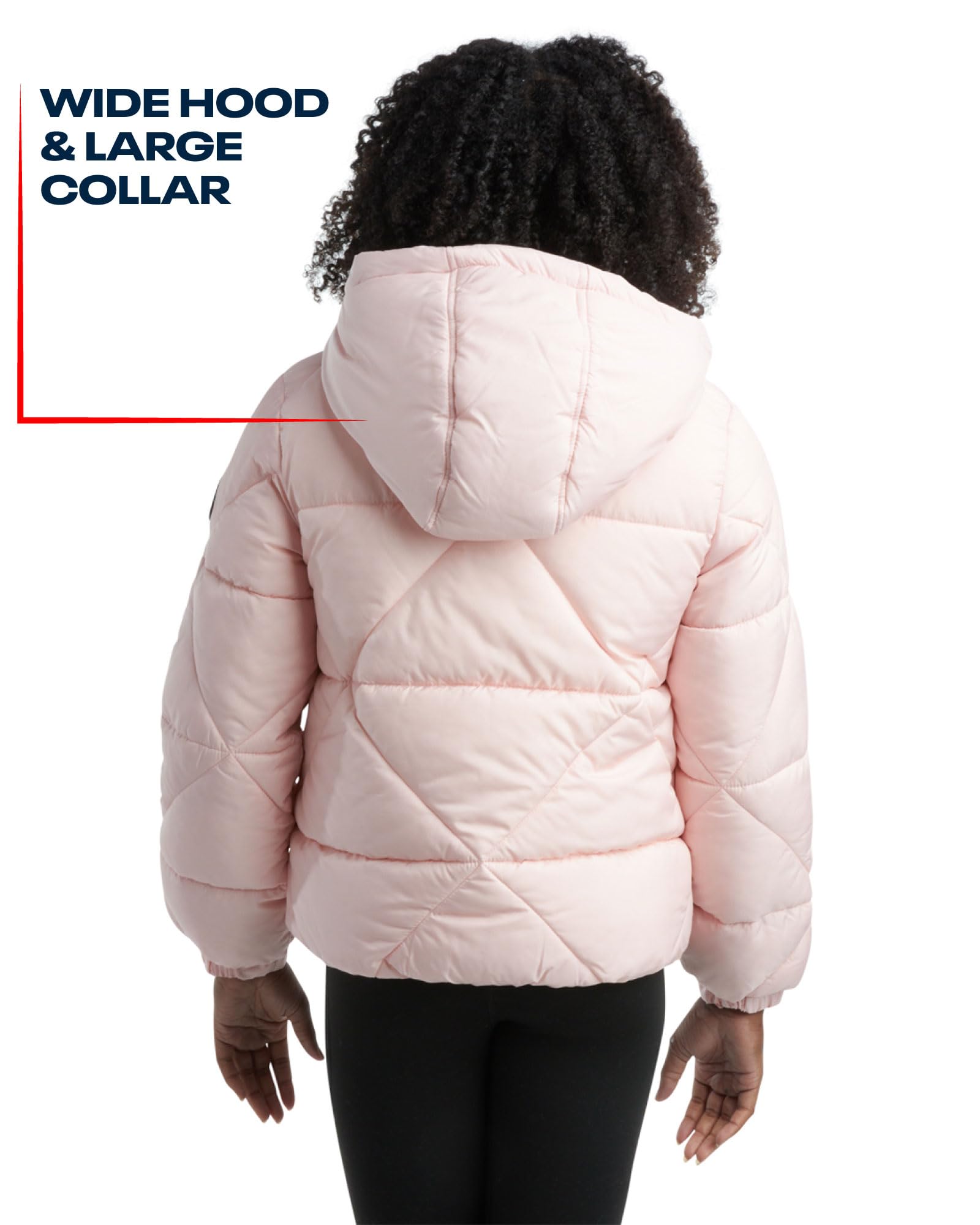 Reebok Girls' Winter Coat - Heavyweight Quilted Sherpa Fur Lined Cropped Puffer Parka - Casual Jacket for Girls (4-16), Size 10-12, Blush