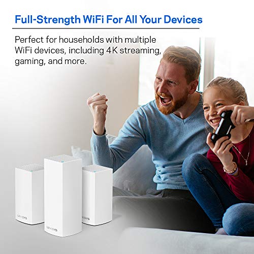 Linksys WHW0203 Velop Home Mesh Wi-Fi System Bundle (Dual/Tri-Band Combo) - Wi-Fi Router/Wi-Fi Extender for Whole-Home Mesh Network (3-Pack, White)