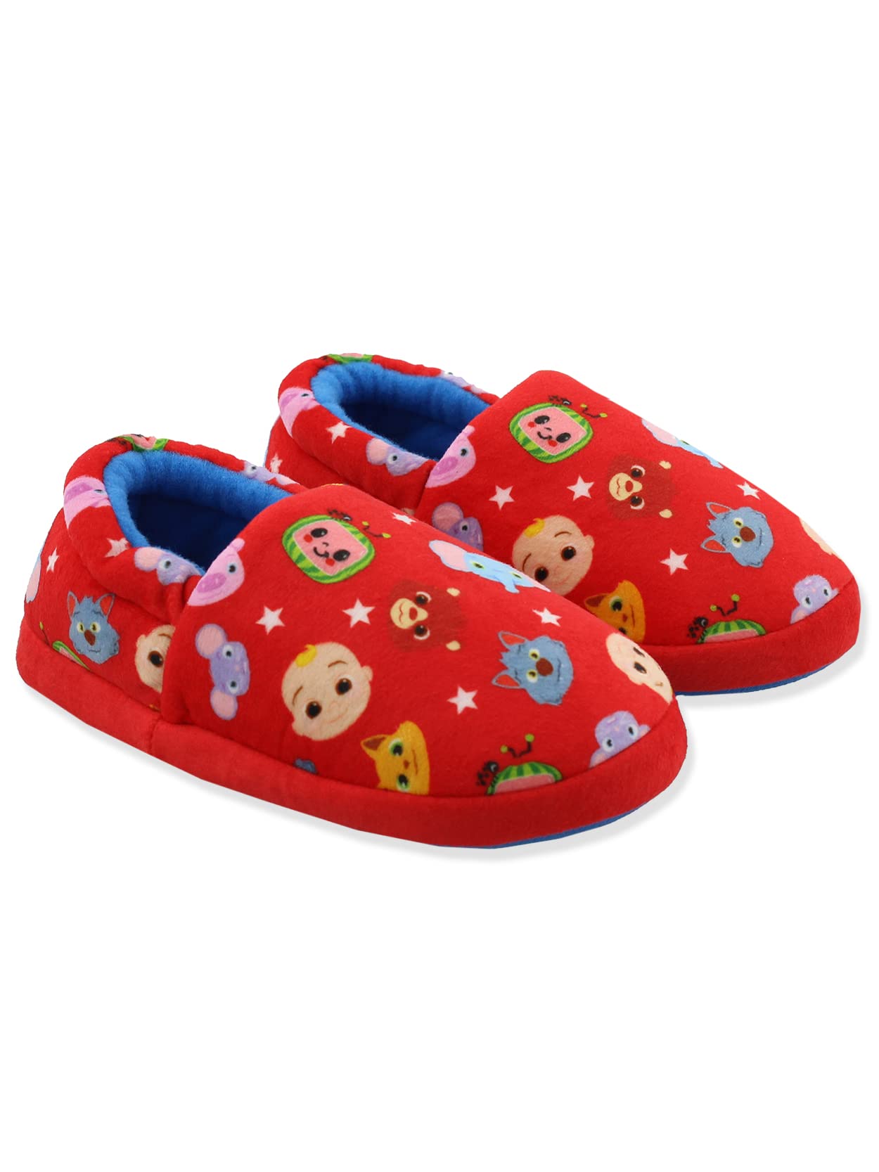 CoComelon Toddler and Kids Plush Aline Slippers (9-10 M US Toddler, Red)