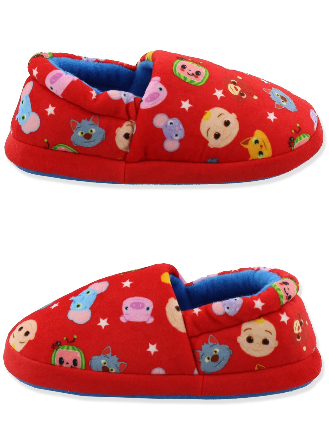 CoComelon Toddler and Kids Plush Aline Slippers (9-10 M US Toddler, Red)