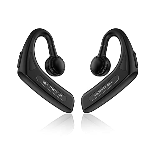 Mosonnytee Bone Conduction Headphones Bluetooth Open Ear Workout Headphones with Microphone IPX5 Waterproof Handsfree Wireless Ear Clip Bone Conduction Headphones with 6-Hours (Black)