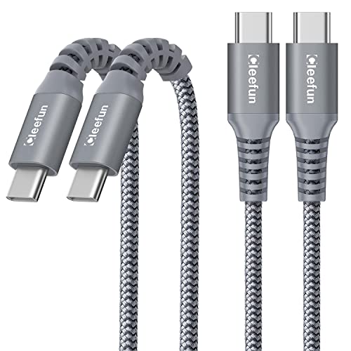 CLEEFUN [10ft, 2-Pack] USB C to USB C Cable for Samsung Galaxy S22/S22+, S21/S21+, S20/S20+ Ultra 5G, 60W Type C Charger Cord Fast Charging Premium Nylon Braided