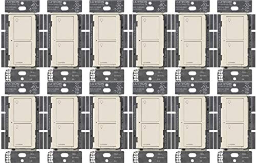 Lutron Caseta Smart Home Switch, Compatible with Alexa, Apple HomeKit, Google | 6-Amp, for Ceiling, Exhaust Fans, LED, Incandescent and Halogen Bulbs | PD-6ANS-LA | Light Almond 12-Pack, 12 Pack