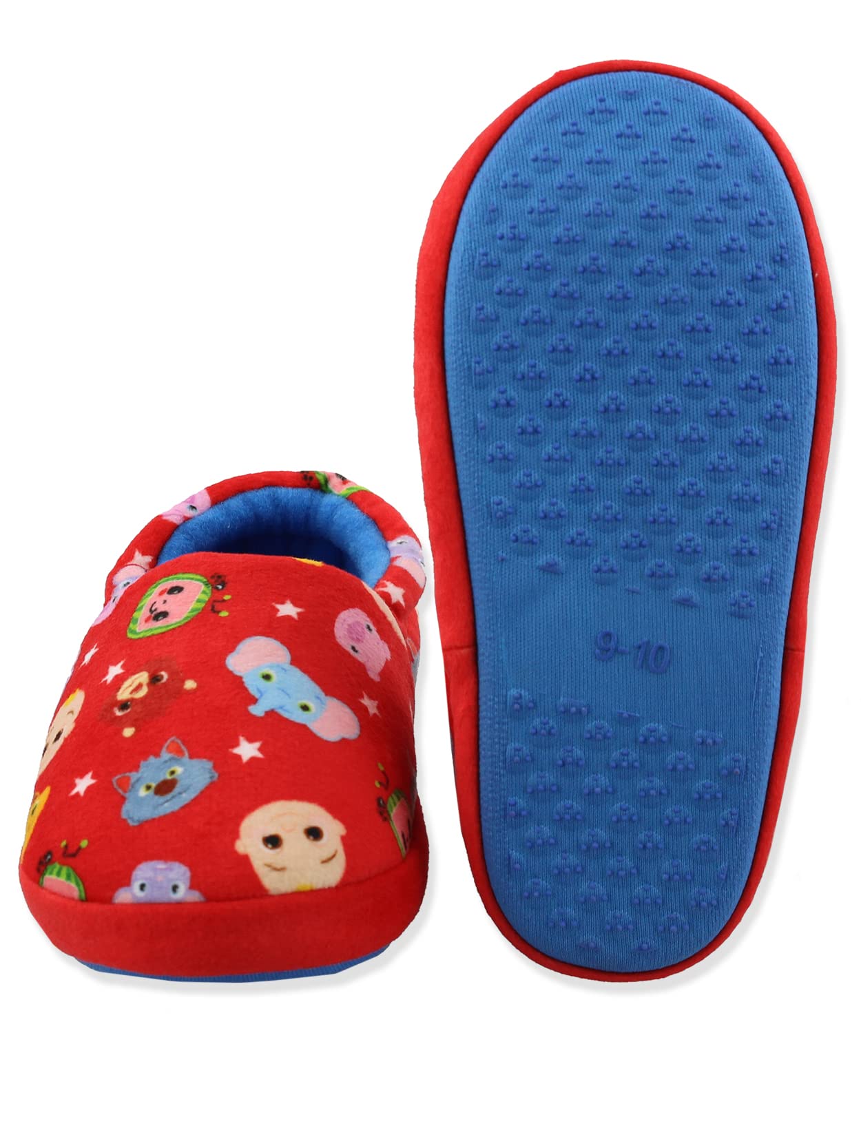 CoComelon Toddler and Kids Plush Aline Slippers (9-10 M US Toddler, Red)
