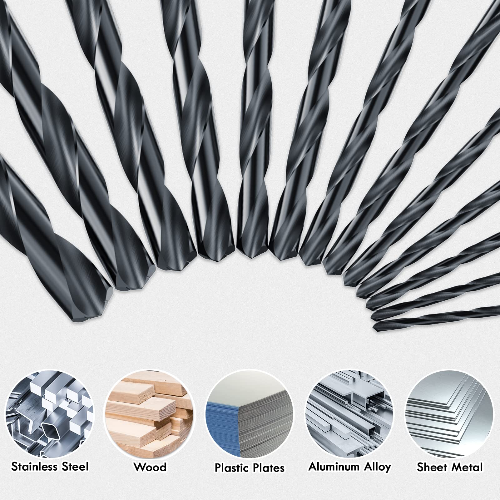 MACXCOIP TiAIN Coating Cobalt Drill Bit Set, Multifacet Tip 29Pcs M35 Jobber Drill Bit Kit for Hardened Metal, Stainless Steel, Cast Iron and Soft Materials, with Metal Index Storage Box, 1/16"-1/2"