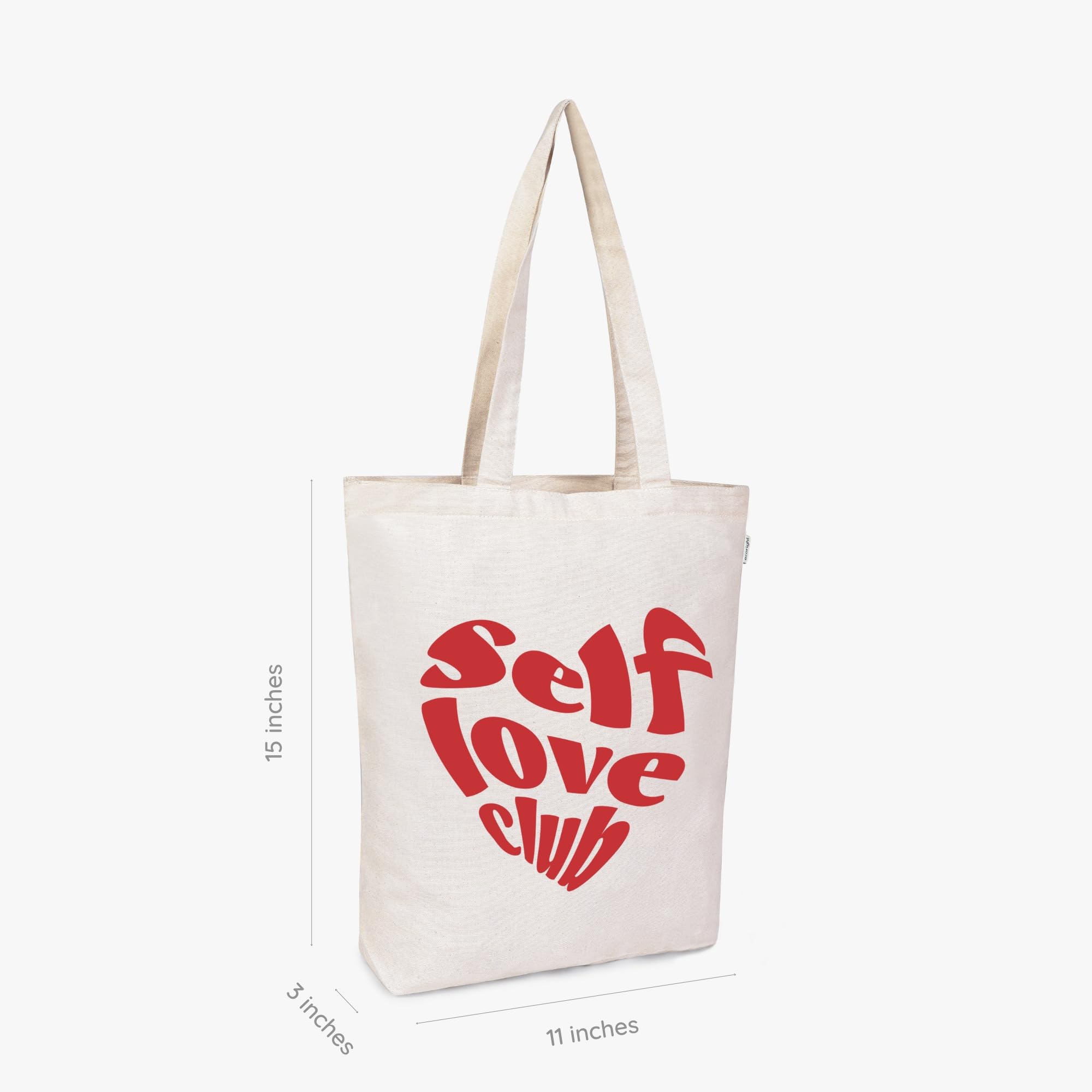 Ecoright Tote Bag for Women with Zipper, Small Tote Bag, Canvas Bag, Reusable Cotton Bag for Beach, Grocery, School & Work