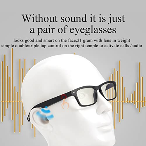 Smart Bluetooth Audio Glasses with Anti Blue Light Lens Waterproof Bluetooth 5.0 Glasses Connect Mobile Phones and Tablets for Men Women