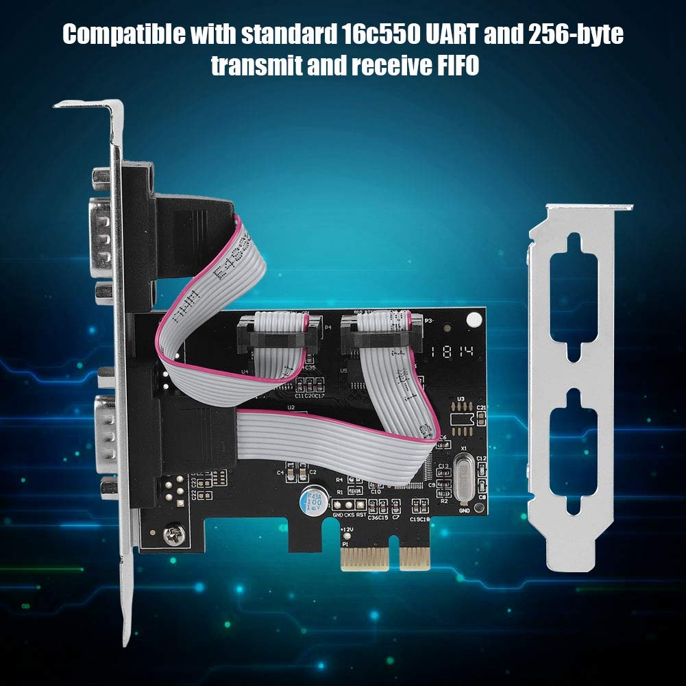 Eboxer 2 Port PCI Express RS232 Serial Adapter, PCIe to RS232 Serial Port Host Controller Expansion Card for Laptop PC, 2.5Gb/s Full Duplex Channel, Plug and Play