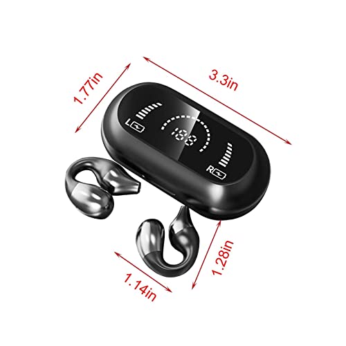 Smart-Touch Wireless Bluetooth Headset Comfortable Clip-on Design Graphene Diaphragm Earphones 5.2 Binaural In-Ear Sports Call Headphones High Sound Quality IPX5 Waterproof LED Screen Display (Black)