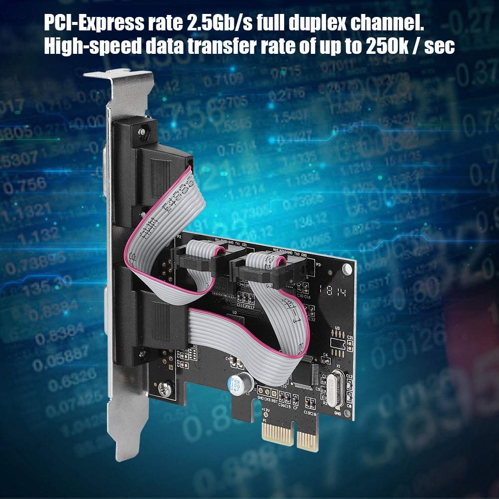 Eboxer 2 Port PCI Express RS232 Serial Adapter, PCIe to RS232 Serial Port Host Controller Expansion Card for Laptop PC, 2.5Gb/s Full Duplex Channel, Plug and Play