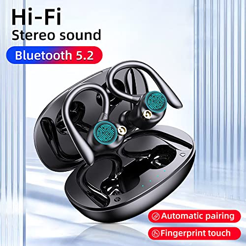 BWISUP Sports Bluetooth Headset, Wireless Headset with Headset Hook, IPX7 Waterproof Wireless Headset, 70 Hours Playing time, Noise Reduction Headset, Built-in Microphone Headset, for Fitness