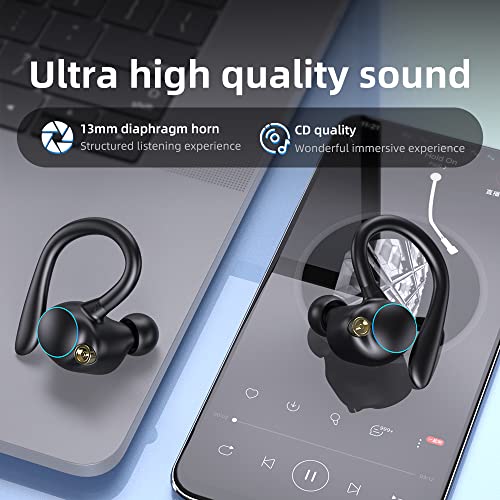 BWISUP Sports Bluetooth Headset, Wireless Headset with Headset Hook, IPX7 Waterproof Wireless Headset, 70 Hours Playing time, Noise Reduction Headset, Built-in Microphone Headset, for Fitness