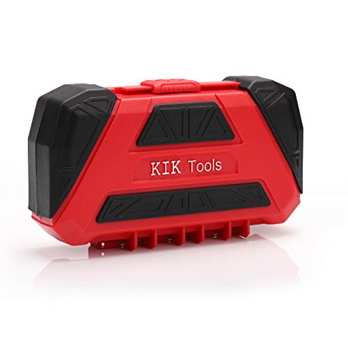 KIK Drill Bit Set- 13Pcs Titanium Coating High Speed Steel Twist Jobber Length for Wood Plastic Aluminum Alloy with Indexed Storage Case, 1/16"-1/4"