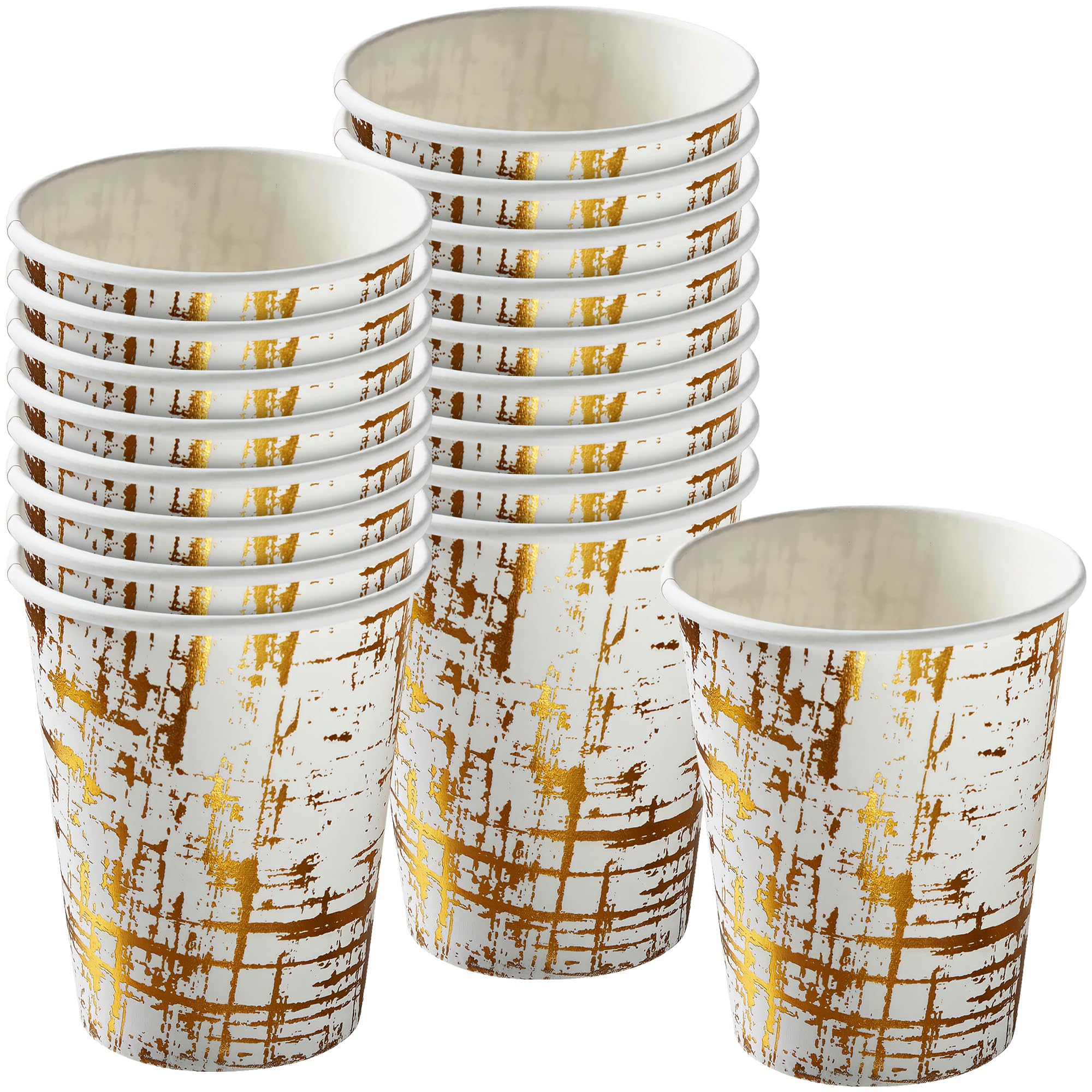 SILVER SPOONS (18 - Pack 9 Oz.) Elegant Disposable Coffee Cups - Drinking Hot Cups For Coffee, Tea, Hot Chocolate & All Sort Of Beverages, Paper Coffee Cups, Gold