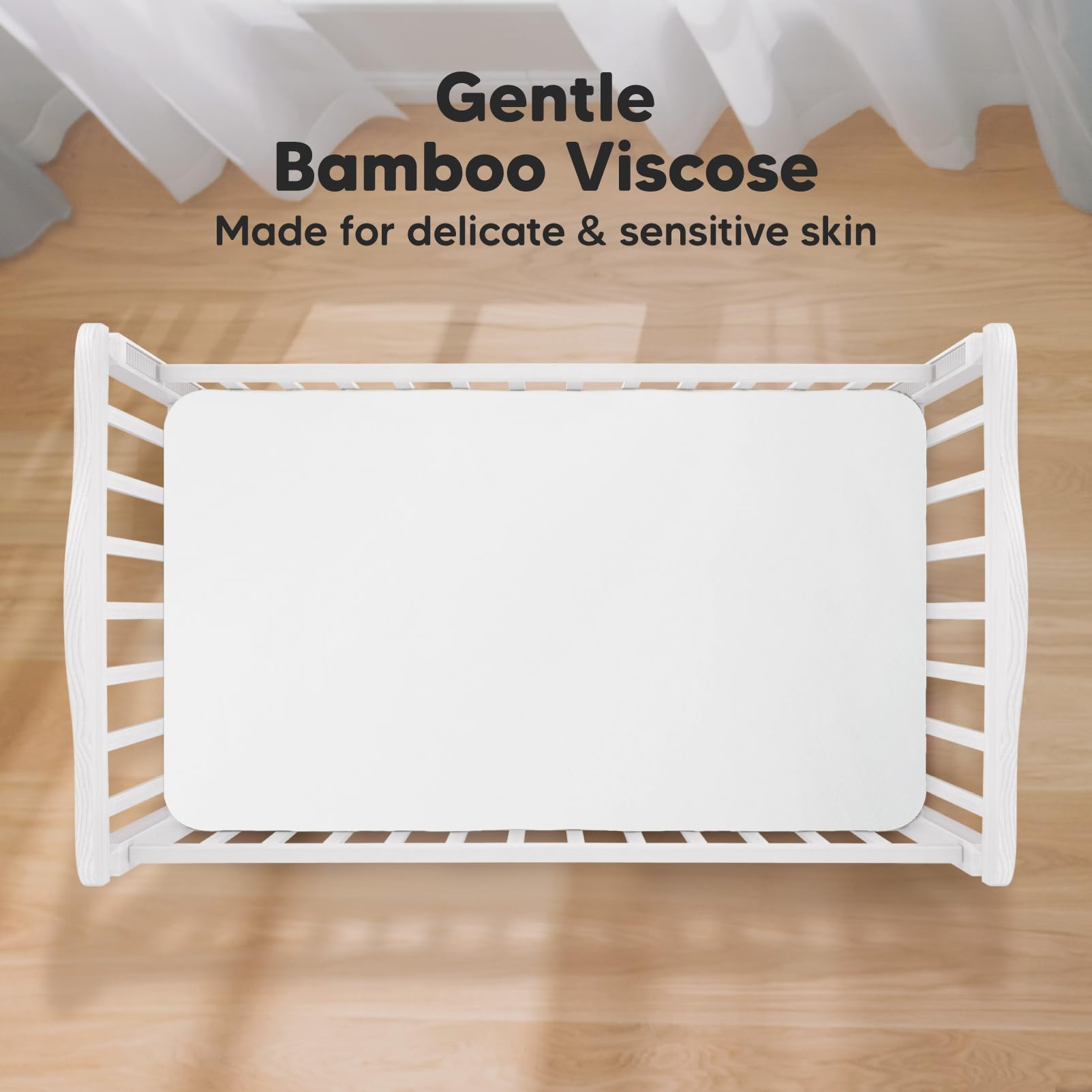 2-Pack Crib Sheets for Boys, Girls - Viscose Derived from Bamboo Fitted Crib Sheet, Baby Crib Sheets Neutral, Crib Mattress Sheet, Toddler Bed Sheets, Baby Sheets for Crib Fitted Sheets (Soft White)