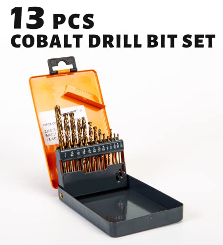 INTOO Hss Cobalt Drill Bits Set 13PCS Triangle Shank,Industry Drill bits with Golden Ratio Tip,
