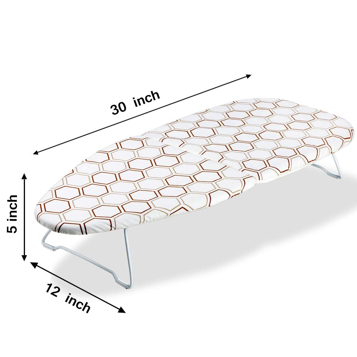 SheeChung Small Tabletop Ironing Board 30" L x 12" W Heavy Duty Ironing Board with Mesh Metal Base 100% Cotton Cover,Hook for Hanging,Portable Folding Mini Iron Board for Sewing Craft Room House Dorm