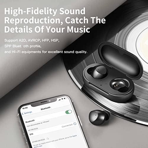 Hestom S10 Bluetooth 5.0 True Wireless Earbuds, IPX8 Waterproof 30H Cyclic Playtime HI-FI Stereo Headphones with Type c Charging Case, in-Ear Earphones Headset with mic for Sport