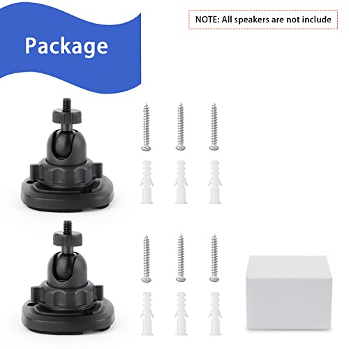 Mippko 2 Pack Speaker Wall Mount Holder for 1/4"-20 Threaded Screw Hole,360°Rotation Adjustment Aluminum Alloy Bracket, Black