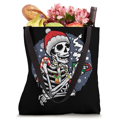 Cool Skeleton Drinking Chocolate Winter December Christmas Tote Bag