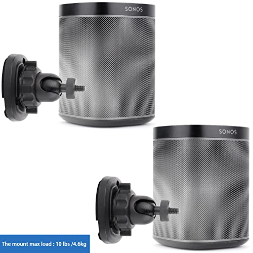 Mippko 2 Pack Speaker Wall Mount Holder for 1/4"-20 Threaded Screw Hole,360°Rotation Adjustment Aluminum Alloy Bracket, Black