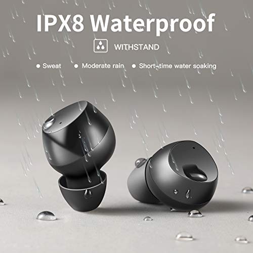 Hestom S10 Bluetooth 5.0 True Wireless Earbuds, IPX8 Waterproof 30H Cyclic Playtime HI-FI Stereo Headphones with Type c Charging Case, in-Ear Earphones Headset with mic for Sport
