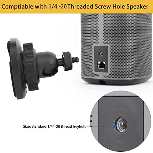 Mippko 2 Pack Speaker Wall Mount Holder for 1/4"-20 Threaded Screw Hole,360°Rotation Adjustment Aluminum Alloy Bracket, Black