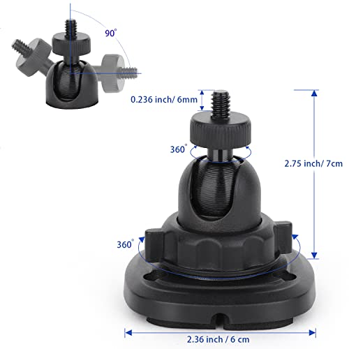 Mippko 2 Pack Speaker Wall Mount Holder for 1/4"-20 Threaded Screw Hole,360°Rotation Adjustment Aluminum Alloy Bracket, Black
