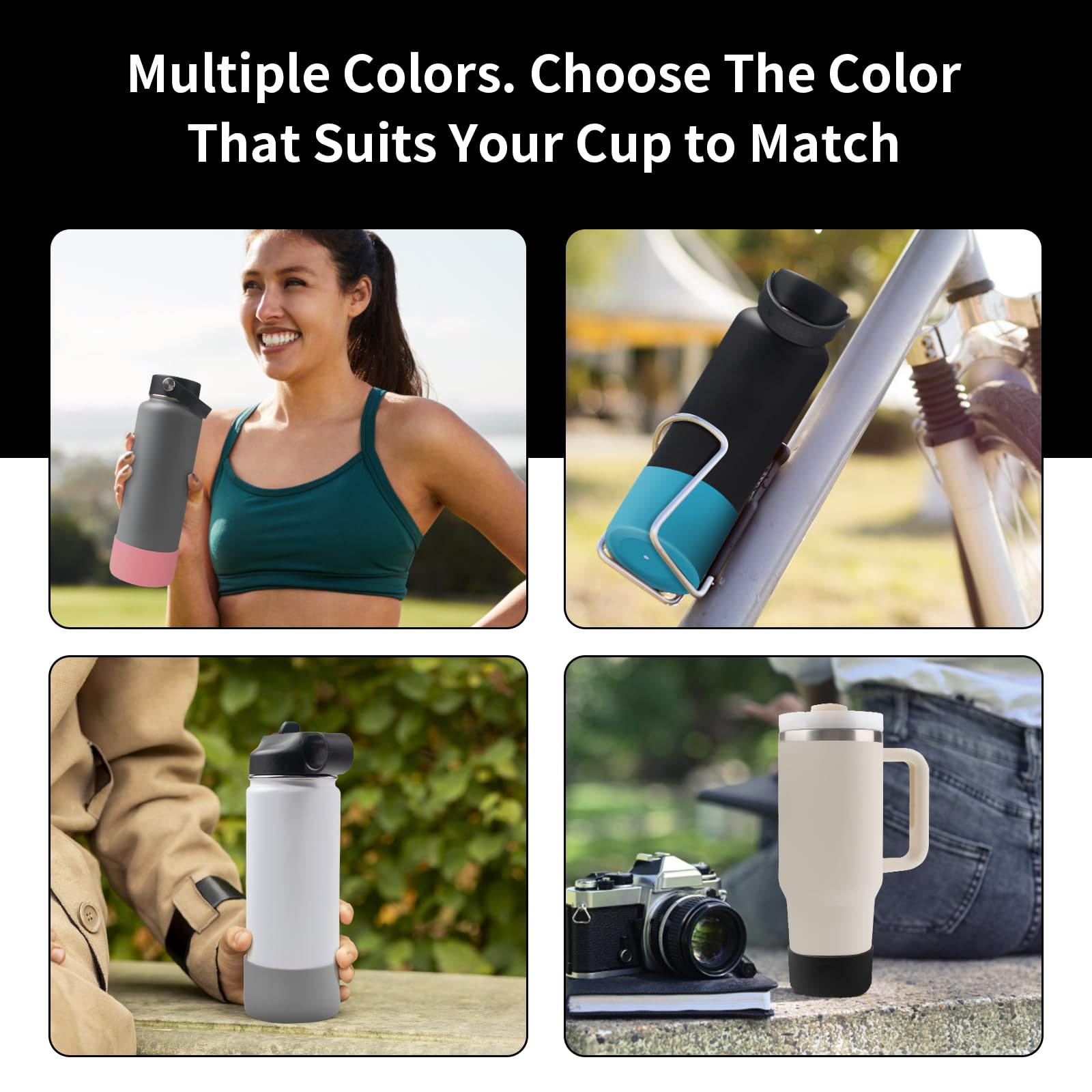 TFQXA1Z 4 Pack Silicone flask Boot, Protective Silicone Boot for 12oz - 40 oz, BPA Free Anti-Slip Water Bottle Sleeve for Stl Cup Accessories (Light Blue)