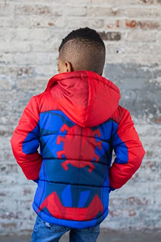 Marvel Avengers Spider-Man Little Boys Winter Coat Puffer Jacket Spider-Man, Red, 6