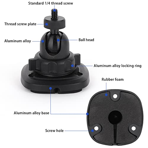 Mippko 2 Pack Speaker Wall Mount Holder for 1/4"-20 Threaded Screw Hole,360°Rotation Adjustment Aluminum Alloy Bracket, Black