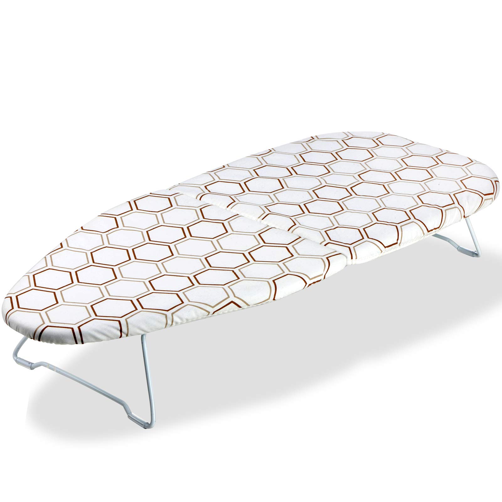 SheeChung Small Tabletop Ironing Board 30" L x 12" W Heavy Duty Ironing Board with Mesh Metal Base 100% Cotton Cover,Hook for Hanging,Portable Folding Mini Iron Board for Sewing Craft Room House Dorm