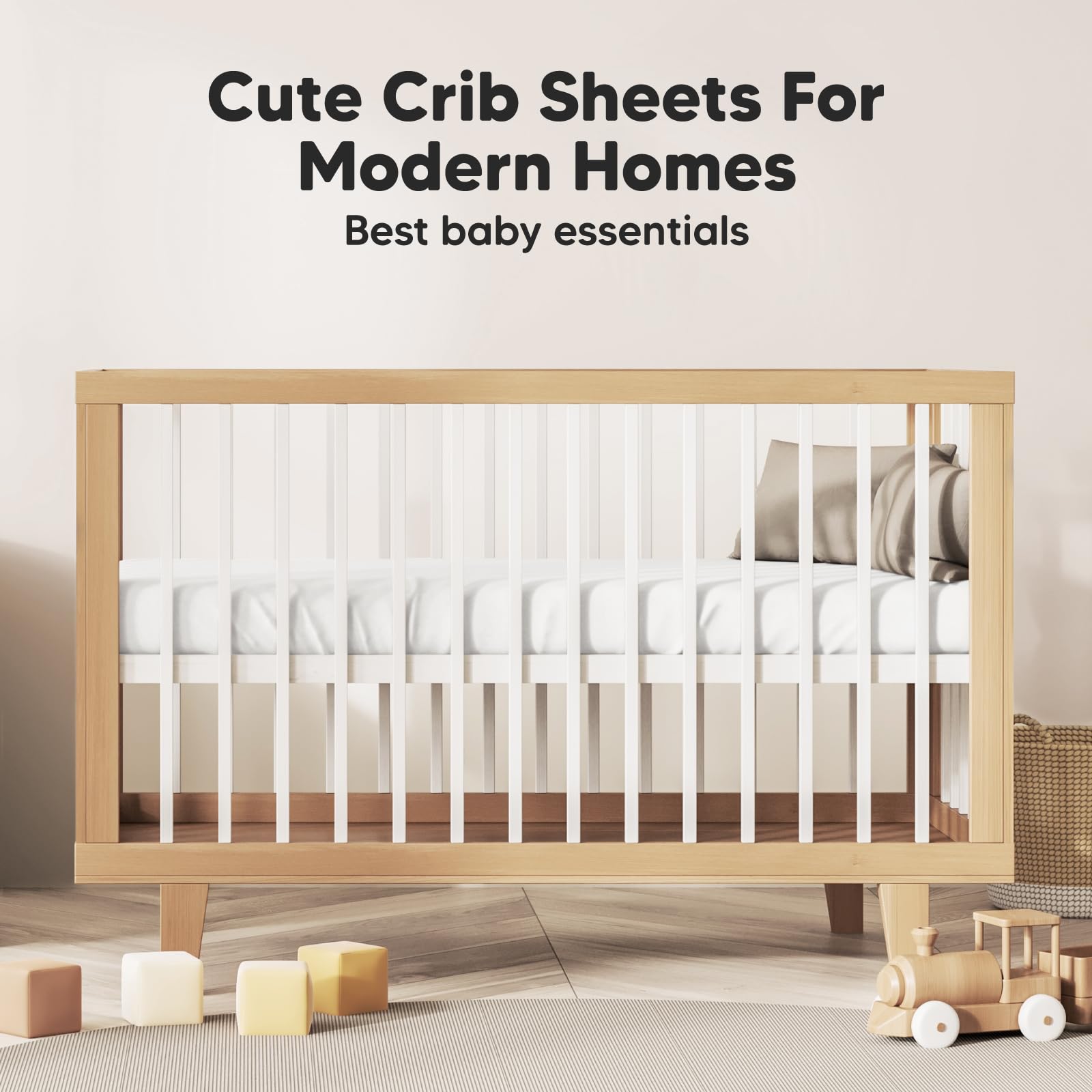 2-Pack Crib Sheets for Boys, Girls - Viscose Derived from Bamboo Fitted Crib Sheet, Baby Crib Sheets Neutral, Crib Mattress Sheet, Toddler Bed Sheets, Baby Sheets for Crib Fitted Sheets (Soft White)