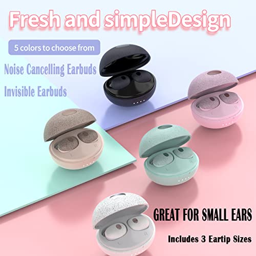 Xmenha True Wireless Noise CancellingĀ Earbuds Small Smallest Tiny Mini Invisible Earbuds Hidden for Small Ears Invisible Headphones in Ear Hidden Headphones Work