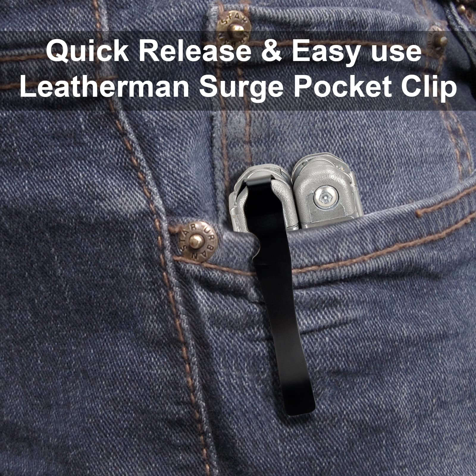 iGuerburn Pocket Clips for Leatherman Surge, Surge Pocket Clip as Leatherman Surge Accessories - (Not for Other Leatherman Models) - Black