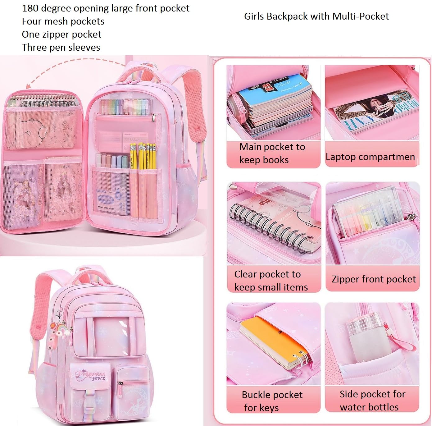 ETAISHOW Backpack for Girls Elementary School Kawaii Backpack Kids Bookbag